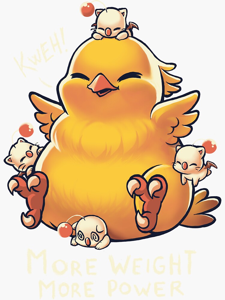 "Funny Fat Chocobo - Big Power - Final Fantasy Summon Creature" Sticker ...