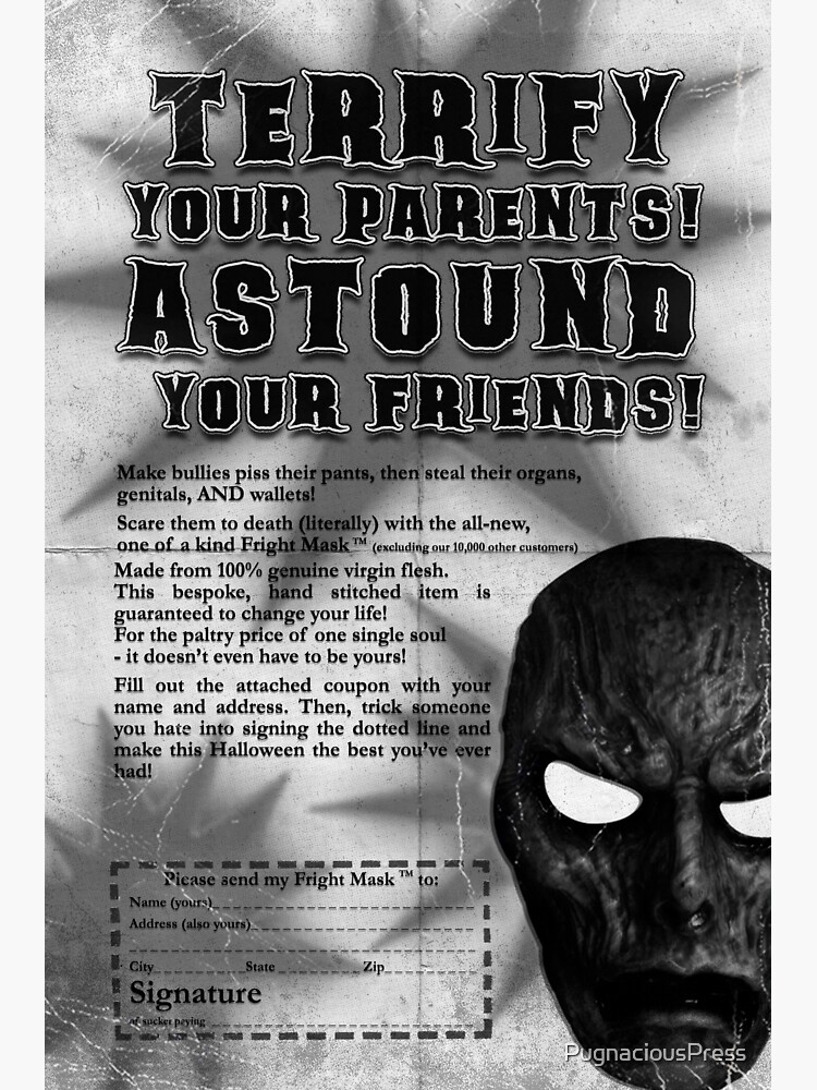 "Fright Mask Badvert Sticker | Bite-sized Horror for Halloween | Horror ...