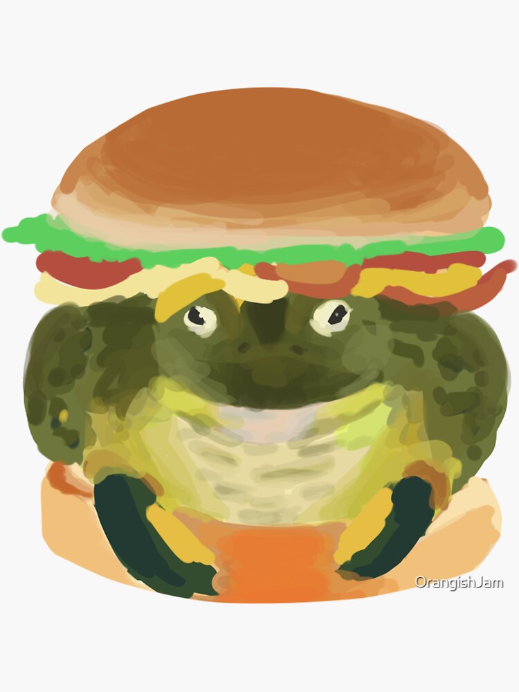 "Frog burger " Sticker for Sale by OrangishJam | Redbubble
