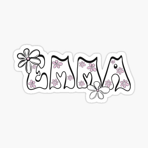 "EMMA, Name, Cute Floral Unique Bold Design" Sticker for Sale by ...