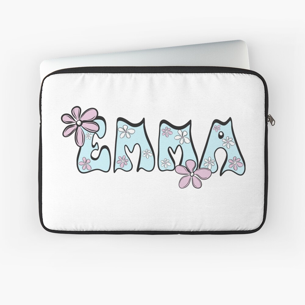"EMMA Name, Cute Floral Unique Bold Design with flowers, " Sticker for ...