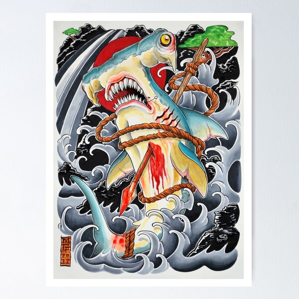 American traditional shark tattoo flash - Bronctattooaus.com