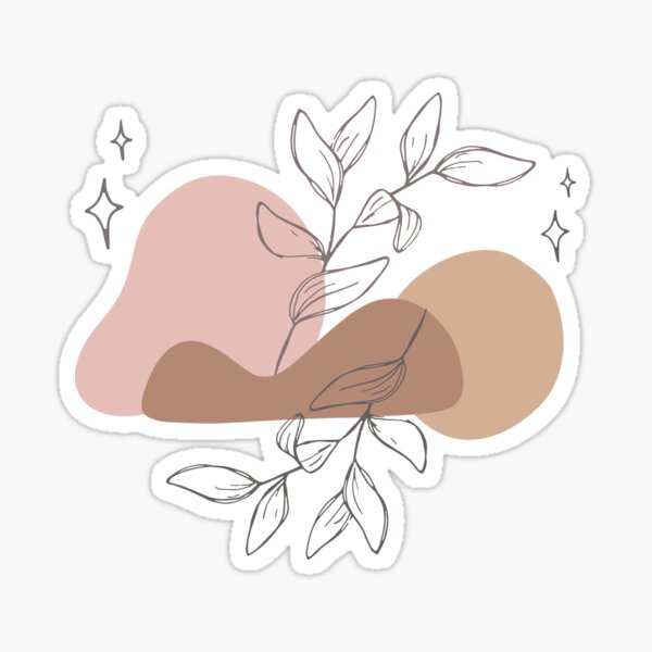 "Boho Abstract Shapes Minimalist leaves Cute Design" Sticker for Sale ...