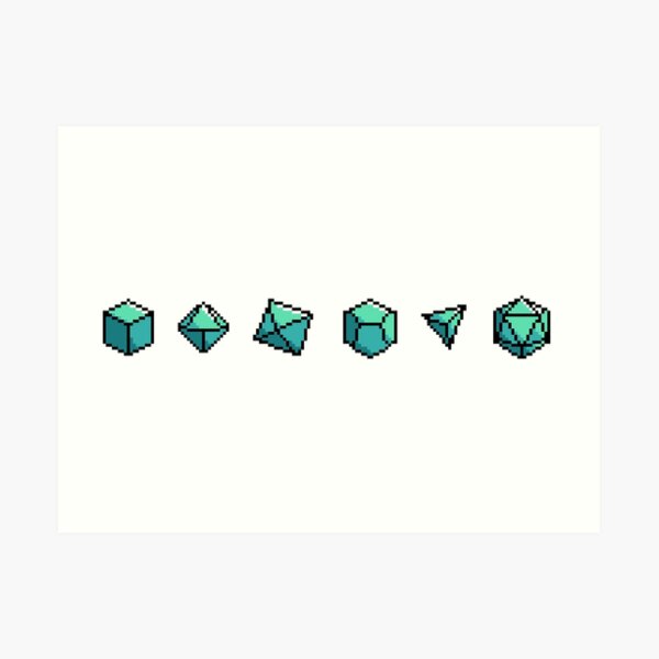 "Pixel Art D20 Gems Roleplaying Dice Set D&D" Art Print for Sale by ...