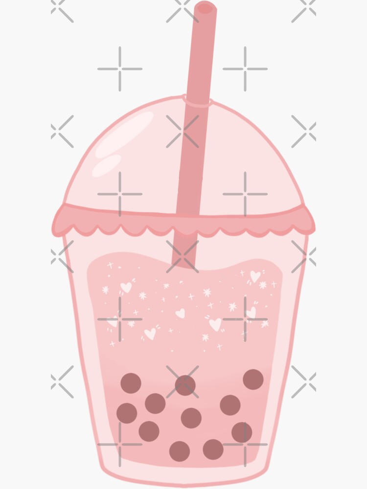 "Pink Boba Drink" Sticker by rosimilktea | Redbubble