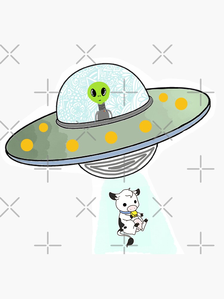 "Alien Space Ship And Cow With Details" Sticker for Sale by ...