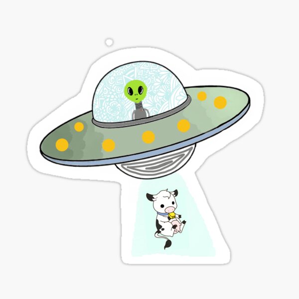 "Alien Space Ship And Cow With Details" Sticker for Sale by ...