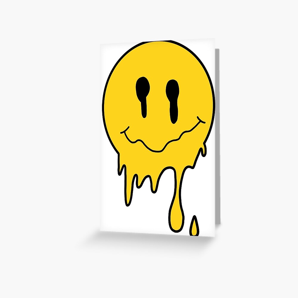 "yellow drippy smiley face" Greeting Card for Sale by rachdesigns25 ...