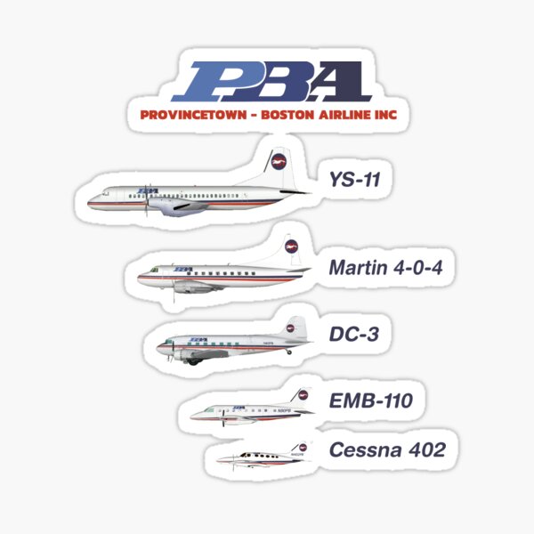 "PBA Provincetown - Boston Airline types graphic" Sticker for Sale by ...