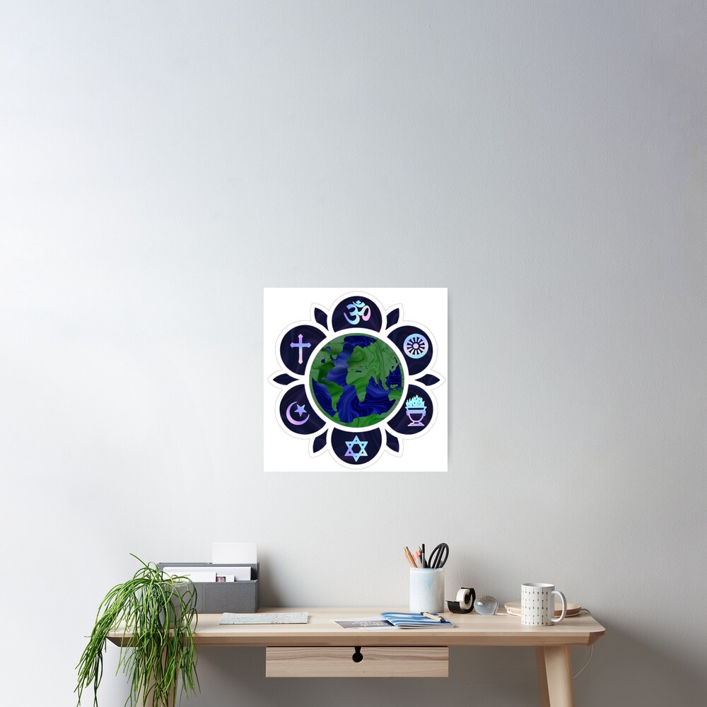 "Sarva Dharma World Religions Unity Design" Poster for Sale by ...