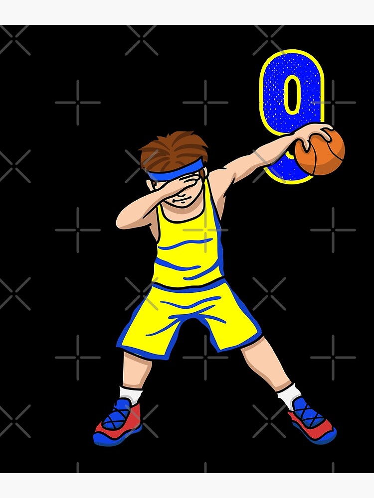 Poster « Cool Yellow Blue Basketball Team Number 9 Basketball Player ...