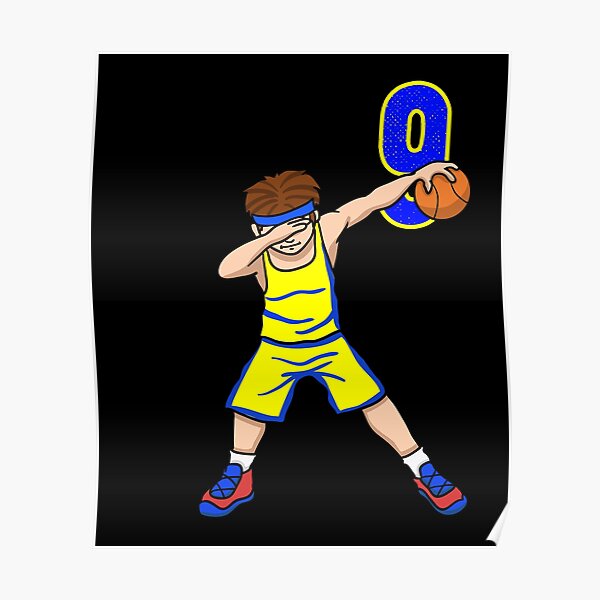 Poster « Cool Yellow Blue Basketball Team Number 9 Basketball Player ...