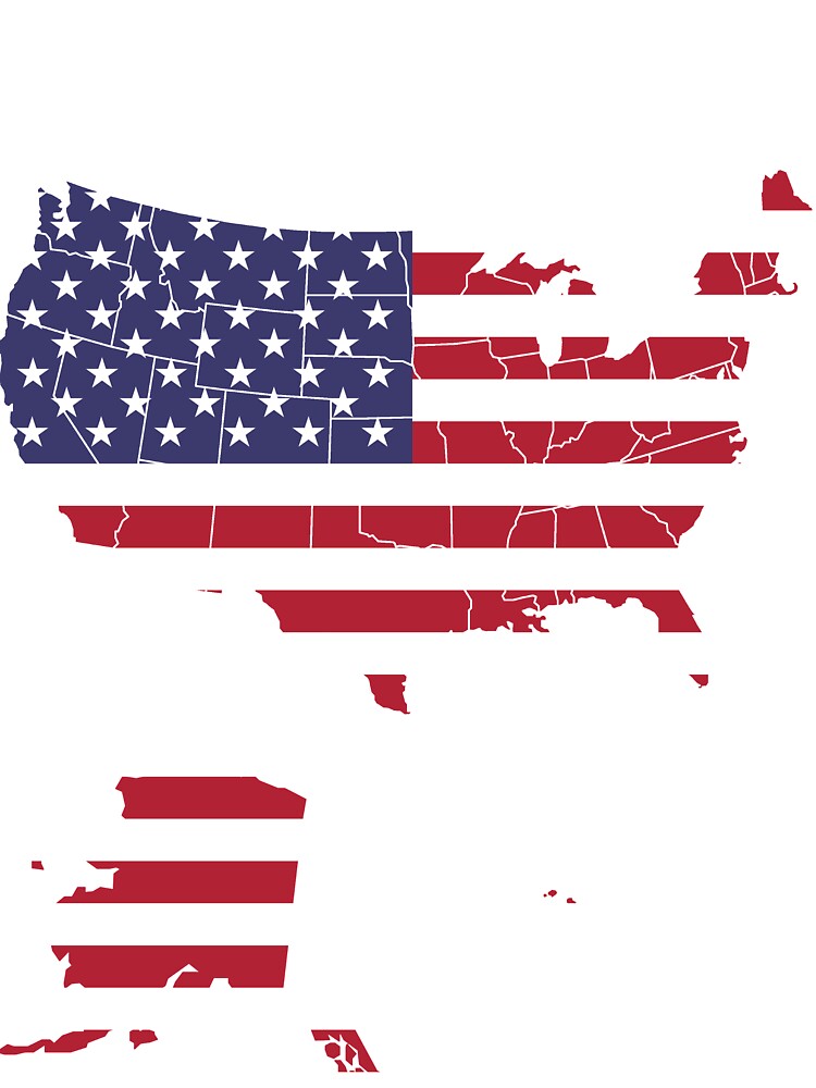 "United States of America Flag Map with regions" Kids T-Shirt for Sale ...