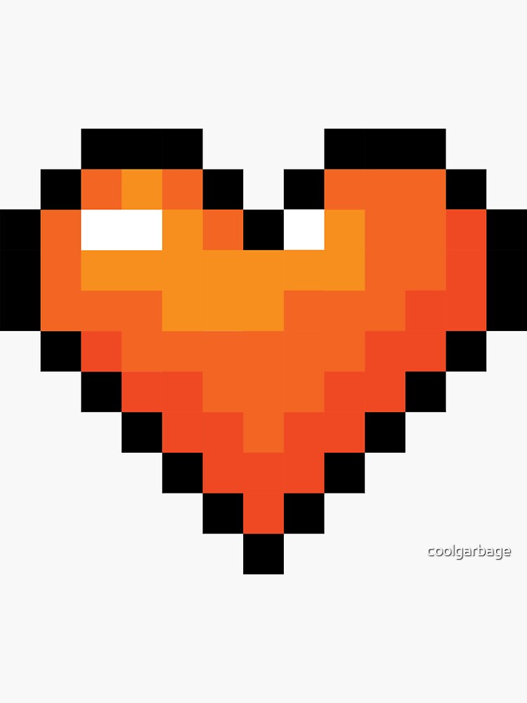 "8-bit orange heart" Sticker by coolgarbage | Redbubble