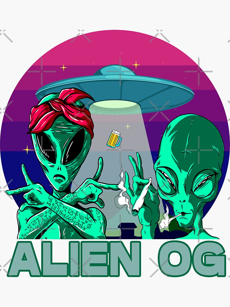 "Cannabis Strains Alien OG" Sticker for Sale by Coder-T | Redbubble