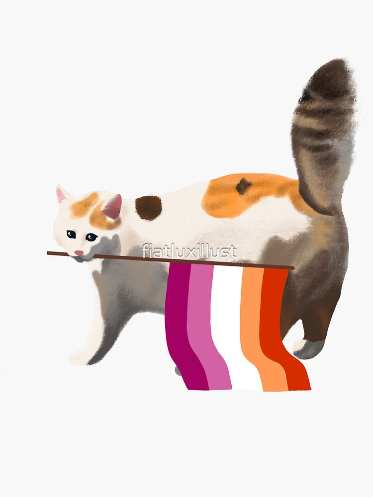 "Lesbian Pride Cat LGBT Queer Community Support" Sticker for Sale by ...