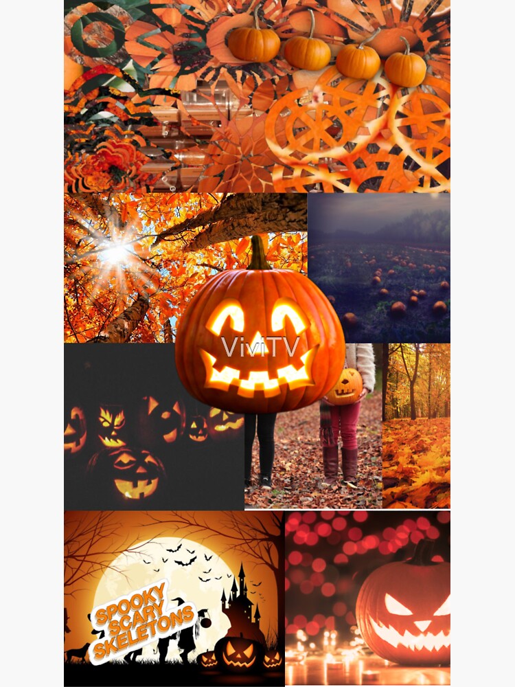 "halloween and fall collage" Sticker for Sale by ViviTV | Redbubble