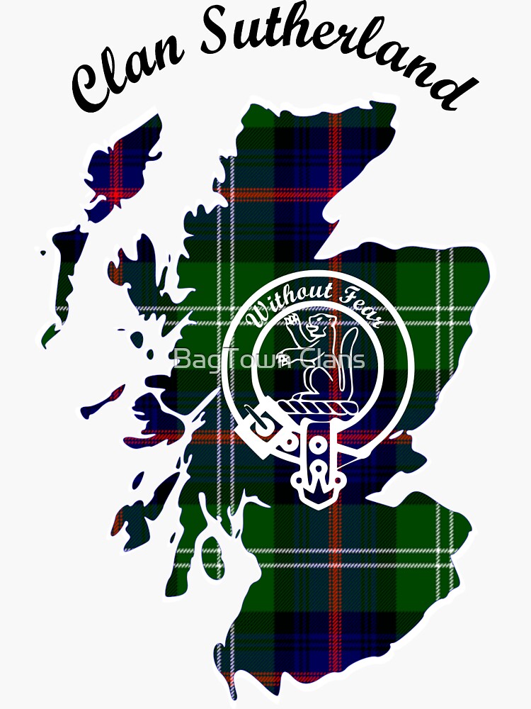 "Clan Sutherland Scotland Map Crest" Sticker for Sale by BagTown Clans ...