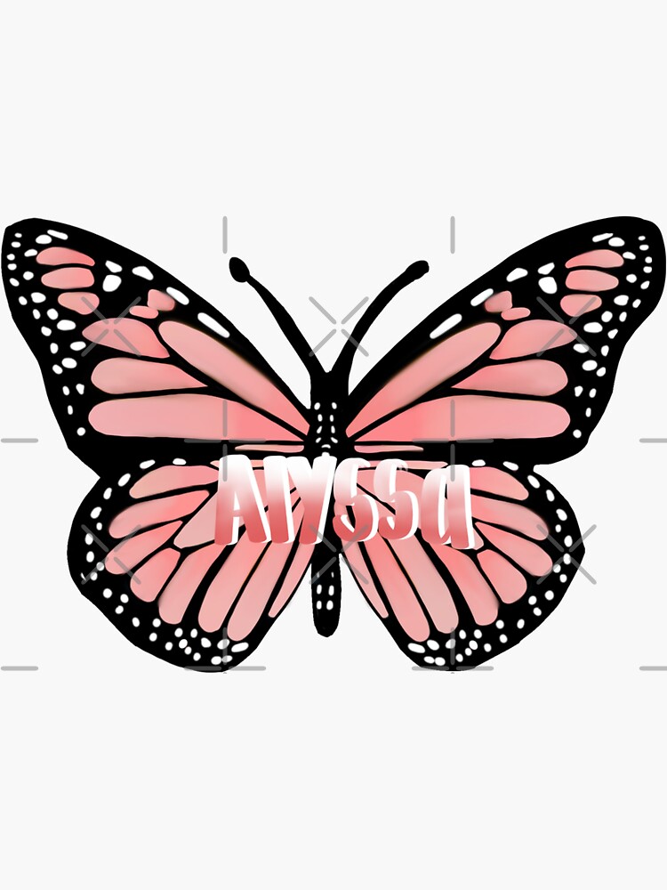 "Alyssa pink butterfly " Sticker by ArtbyAnkitha | Redbubble