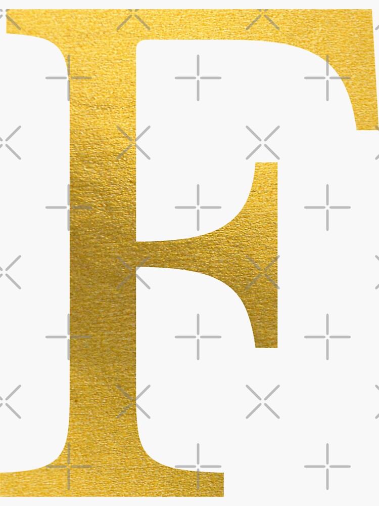 "Letter F - Gold Color" Sticker by FunStudio | Redbubble