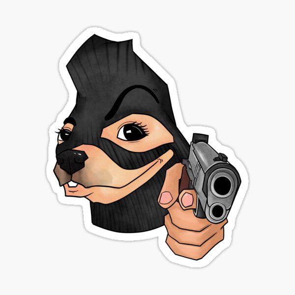 "Chihuahua Meme Dog holding a gun funny" Sticker for Sale by ...
