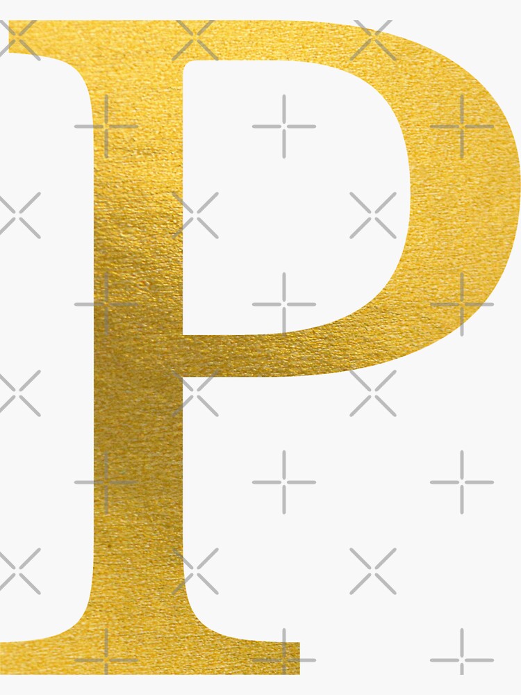"Letter P - Gold Color" Sticker by FunStudio | Redbubble