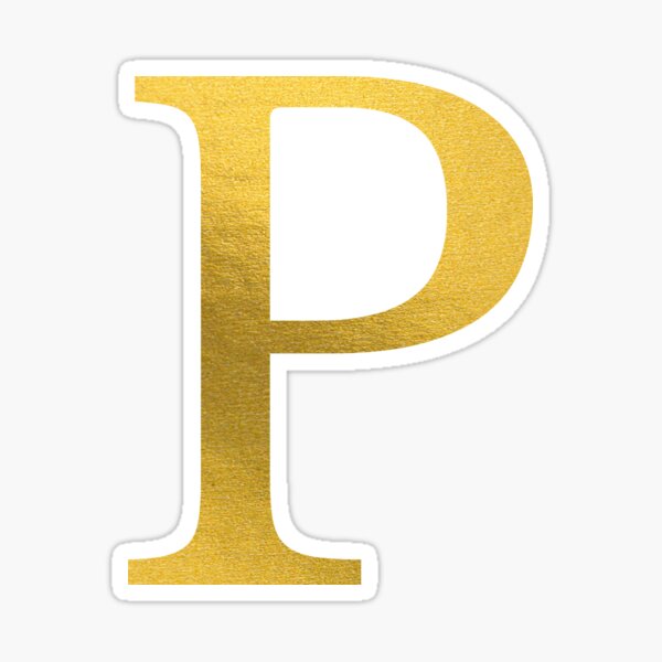 "Letter P - Gold Color" Sticker by FunStudio | Redbubble