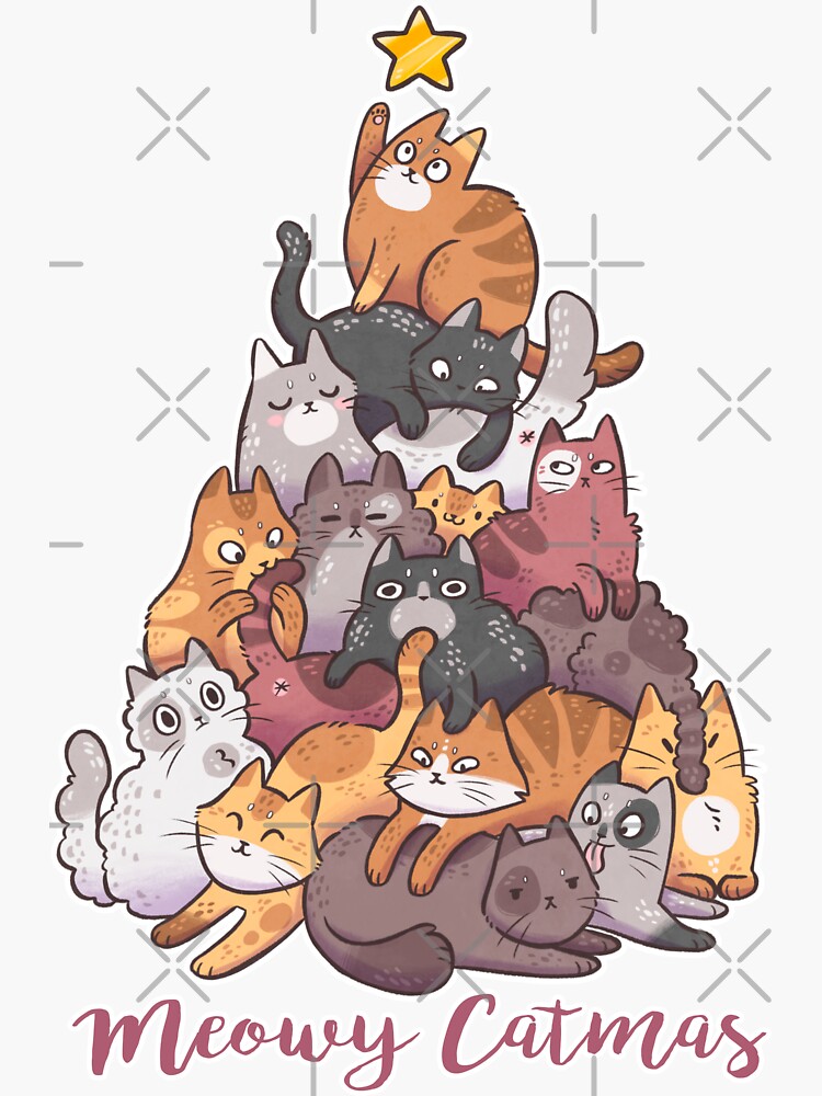 "Meowy Catmas" Sticker for Sale by kattvalk | Redbubble