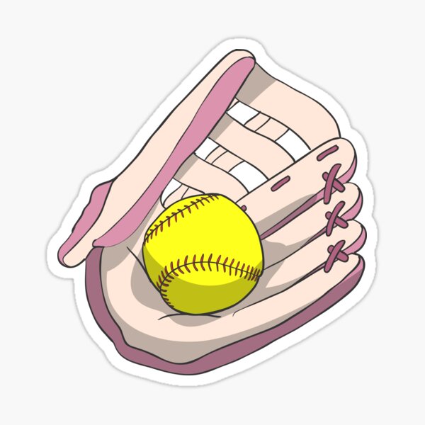 "Pink softball glove and ball" Sticker for Sale by ansgarhugo | Redbubble