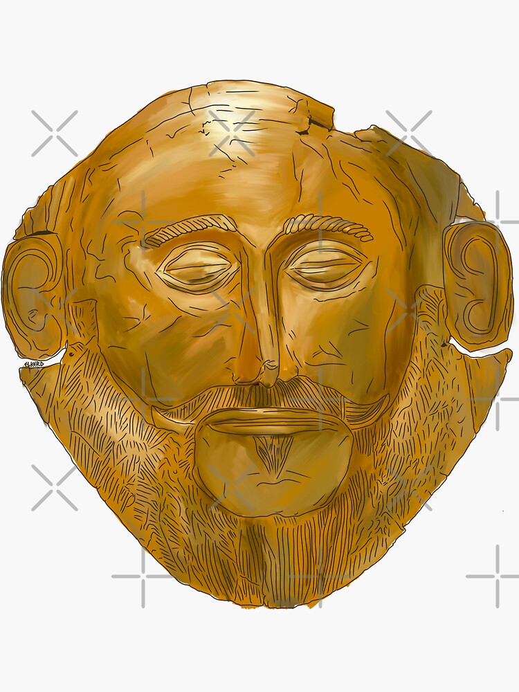 "Mask of Agamemnon" Sticker by elkeclose | Redbubble
