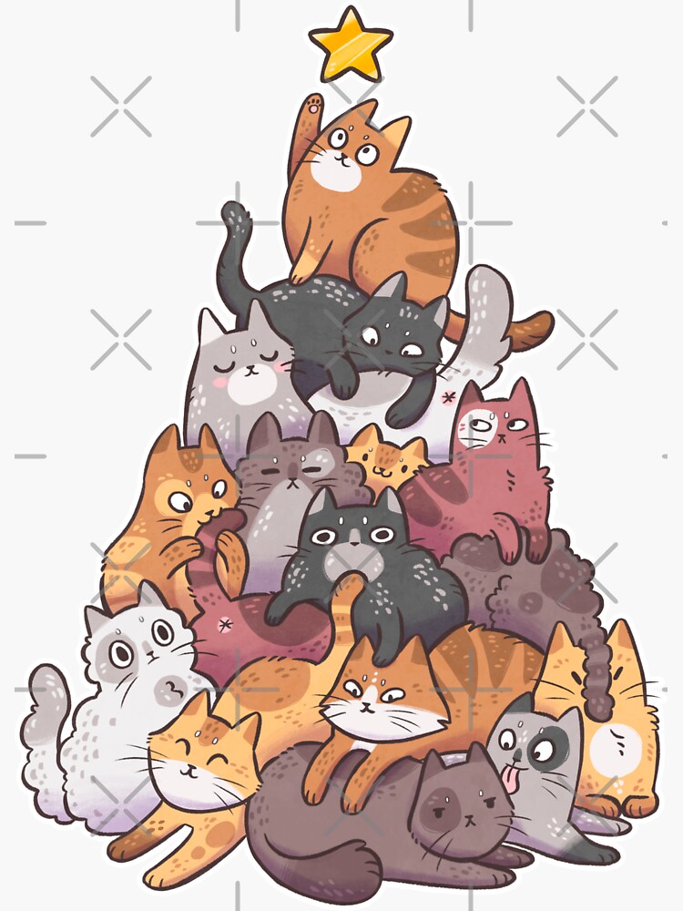 "Catmas Tree" Sticker for Sale by kattvalk | Redbubble