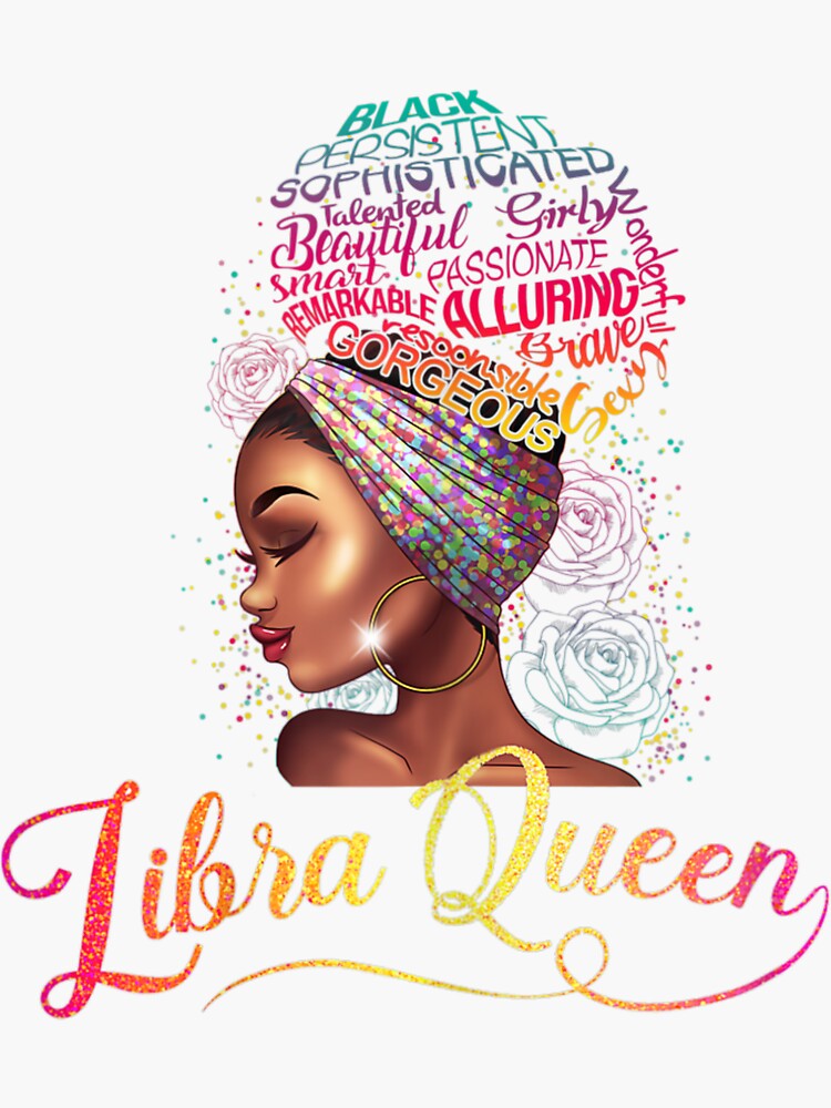 "Womens Libra Queen Afro Women September October Melanin Birthday ...