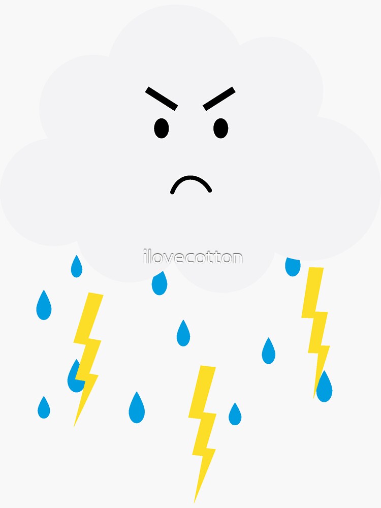 "Grumpy cloud with lightnings" Sticker by ilovecotton | Redbubble