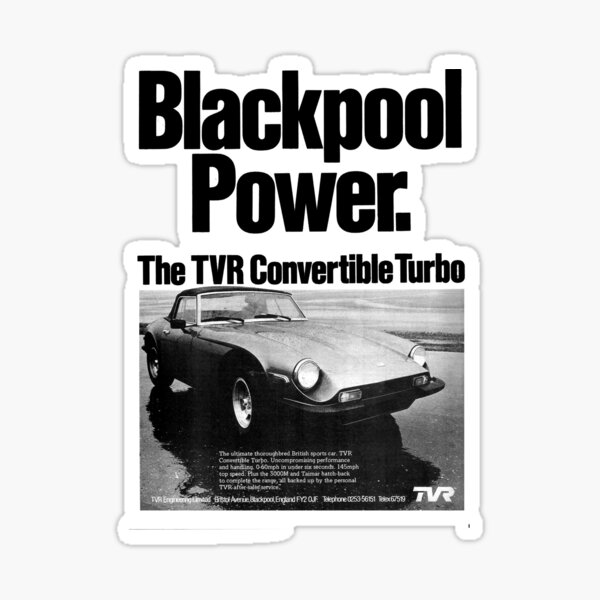 "TVR M-SERIES TURBO CONVERTIBLE - BLACKPOOL THEMED" Sticker by ...