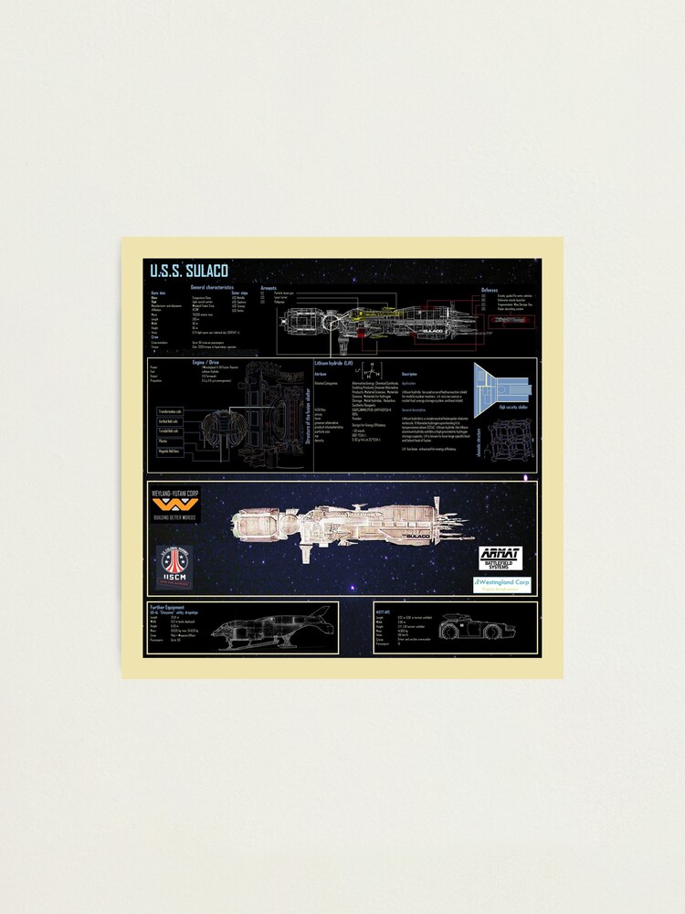 USS Sulaco Conestoga Class Starship Schematic Aliens, 40% OFF