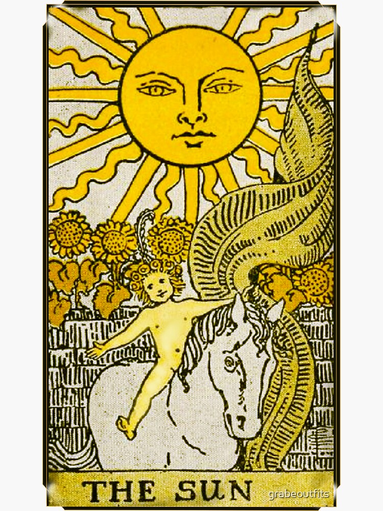 Pegatina «Carta del Tarot Carta del Sol Carta de Arcanos Mayores 19 XIX ...