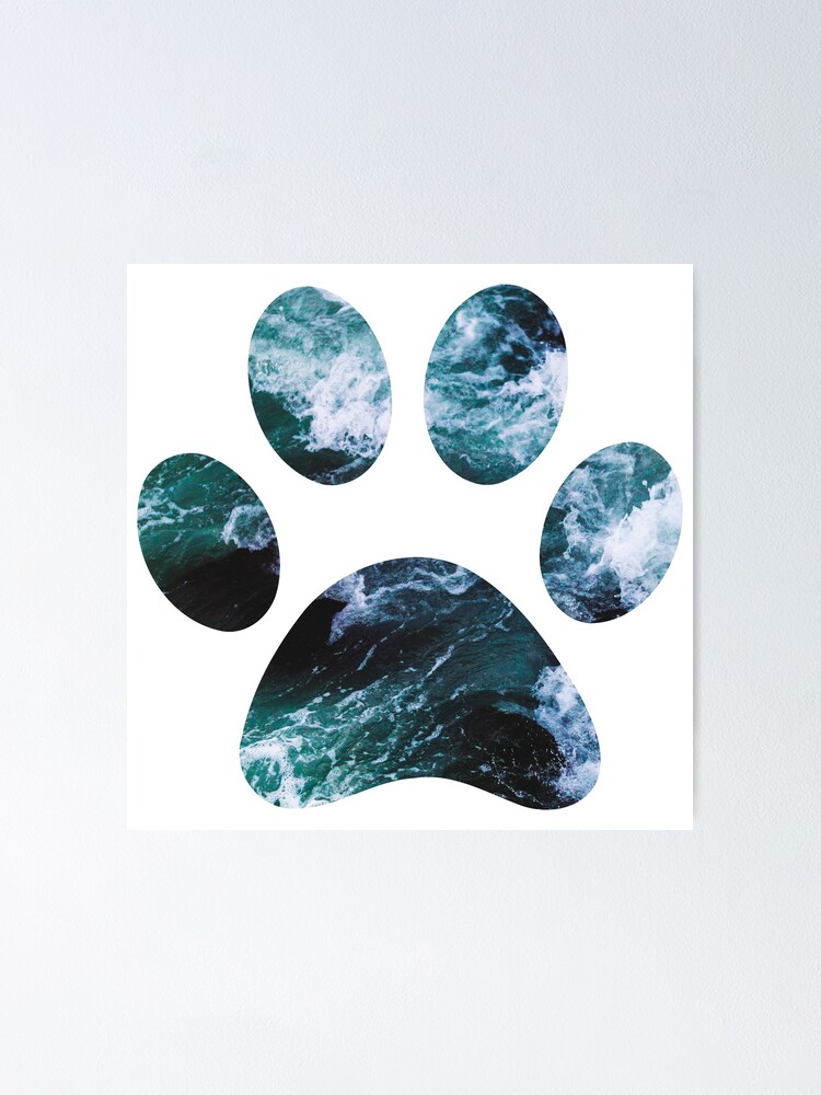 "Ocean Waves Dog Paw Print" Poster by dogplentiful | Redbubble