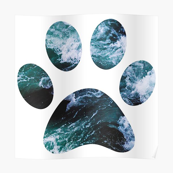"Ocean Waves Dog Paw Print" Poster by dogplentiful | Redbubble