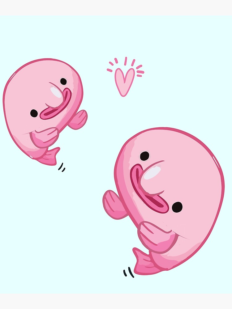 Poster « Cute blobfish couple unique illustré Blobfish design ...
