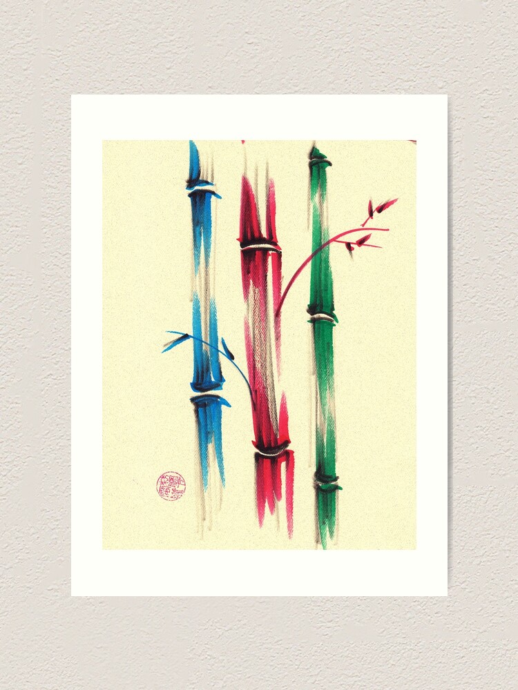 ""Rainbow Bamboo Forest" Watercolor Bamboo Painting" Art Print by ...