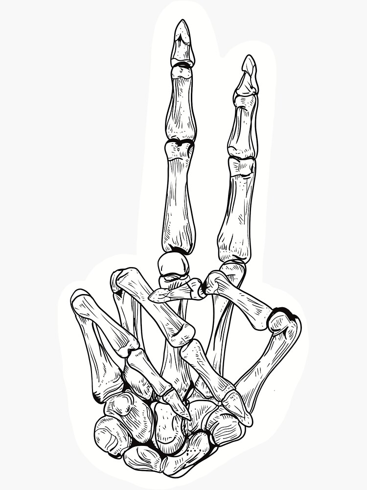 "Skeleton Peace Sign Sticker" Sticker by dbetzart | Redbubble