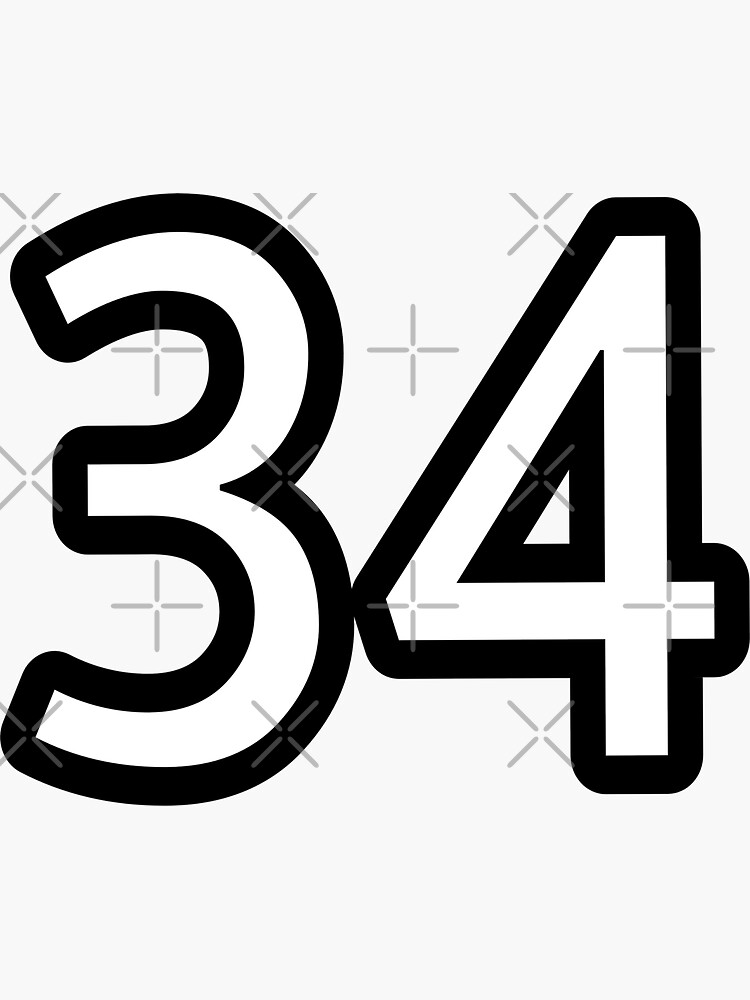 "Number 34 jersey Minimal" Sticker for Sale by Impressions94 | Redbubble
