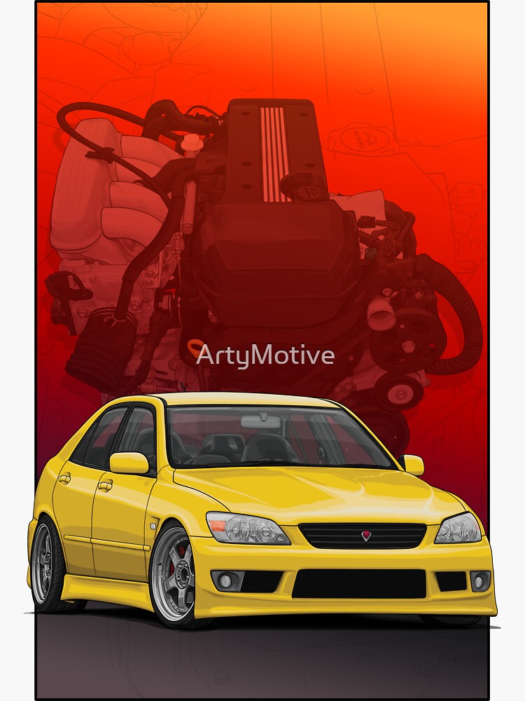 "Altezza rs200 with Beams / 3sge engine (Yellow)" Sticker by ArtyMotive ...