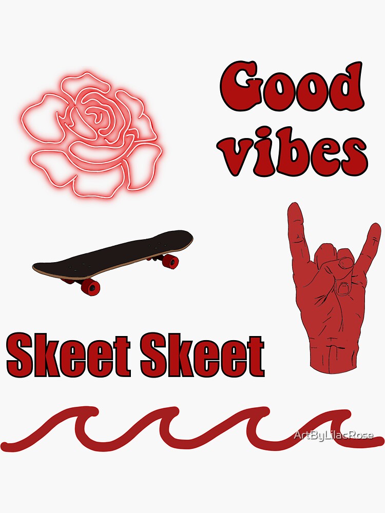 "Red aesthetic sticker pack" Sticker by ArtByLilacRose | Redbubble