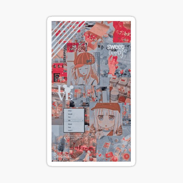 "anime edits red " Sticker by rose-lina | Redbubble