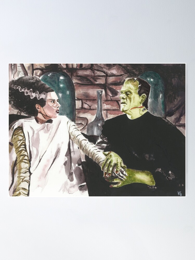 Pintura De Frankenstein Y La Novia 2 Cuadros Frankenstein Y Su Novia
