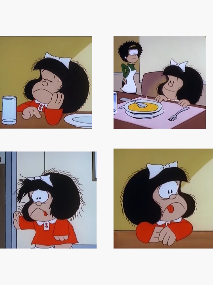 Pegatina «Mafalda Comiendo Sopa Quino Comics» de MinimalistLive | Redbubble