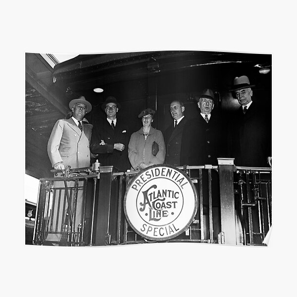 "Franklin and Eleanor Roosevelt on Train with Staff - 1935" Poster by ...