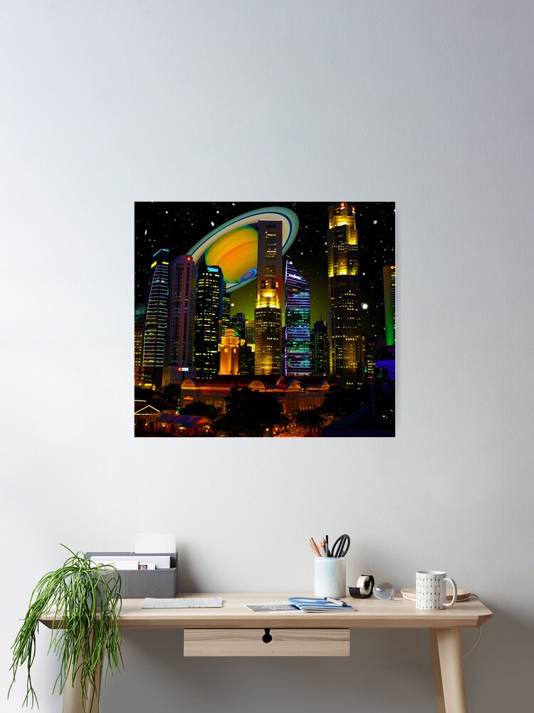 "Planet Saturn | City Landscape" Poster for Sale by Artsy Universe ...