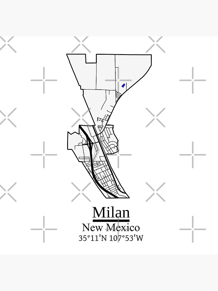 Milan, New Mexico Road Map Art - Blue Rivers And Dark Roads City Limits ...
